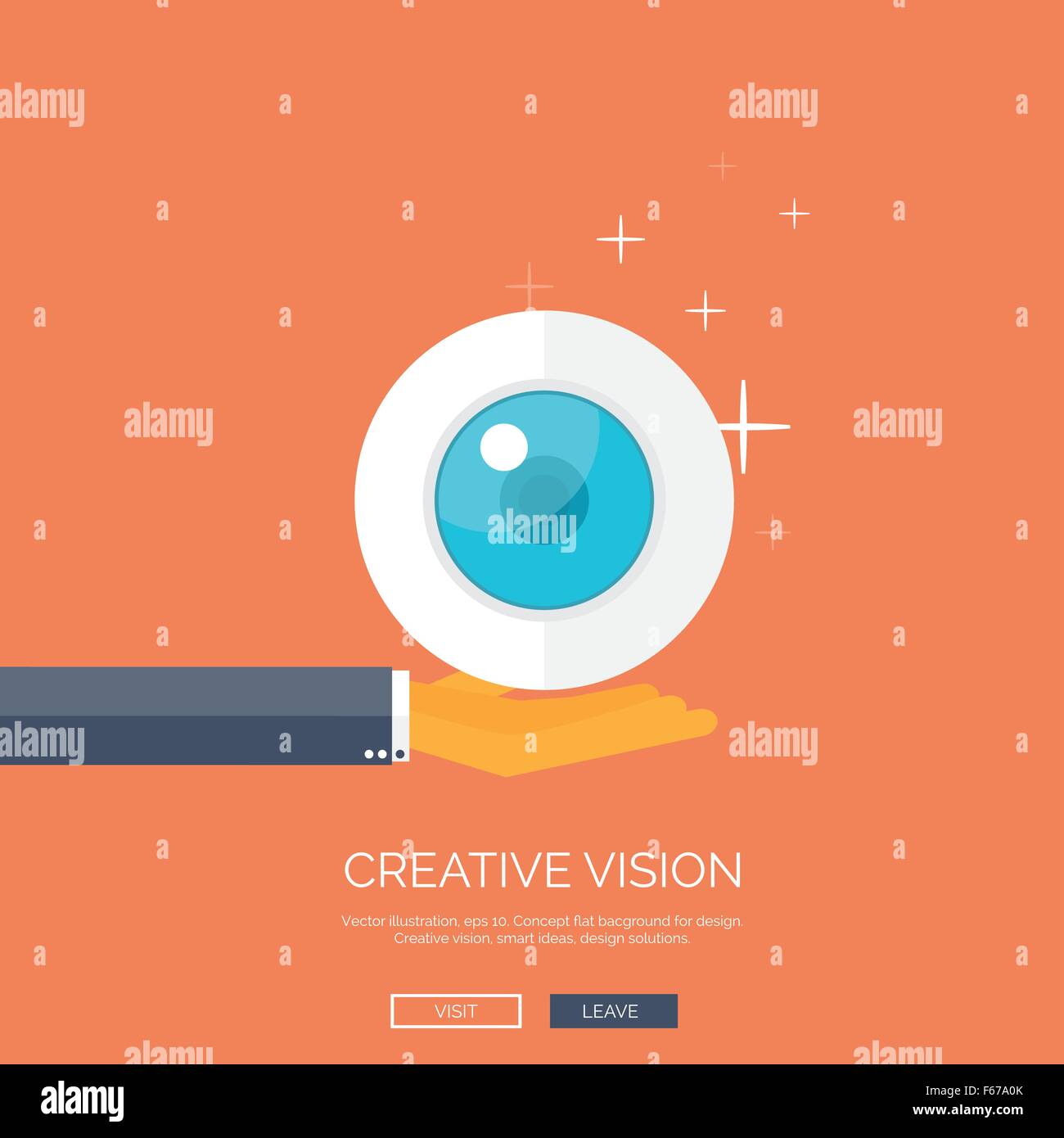 Vector illustration. Flat eye and hand. Creative vision concept ...