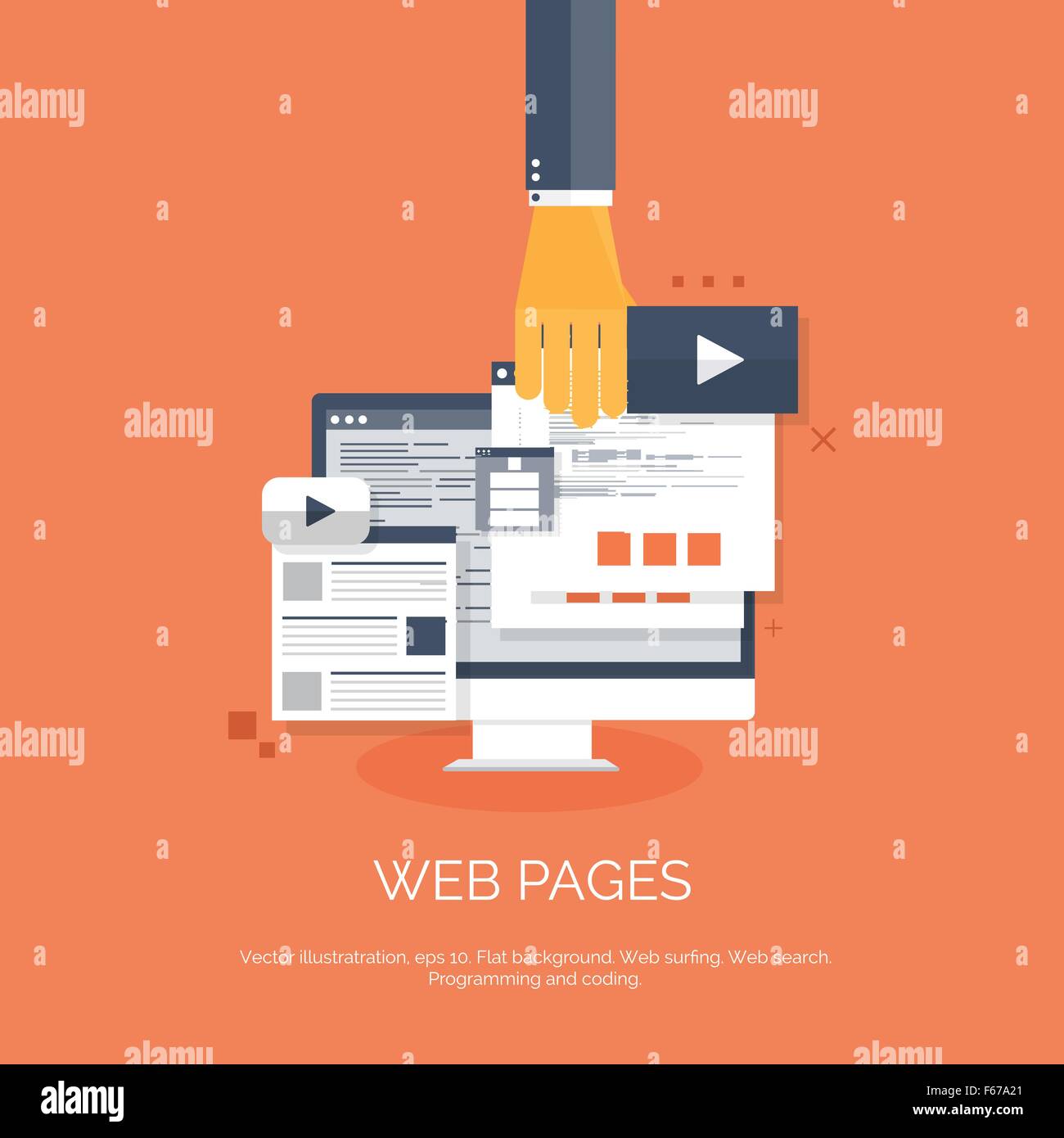 Vector illustration. Flat computing background. Programming,coding. Web ...