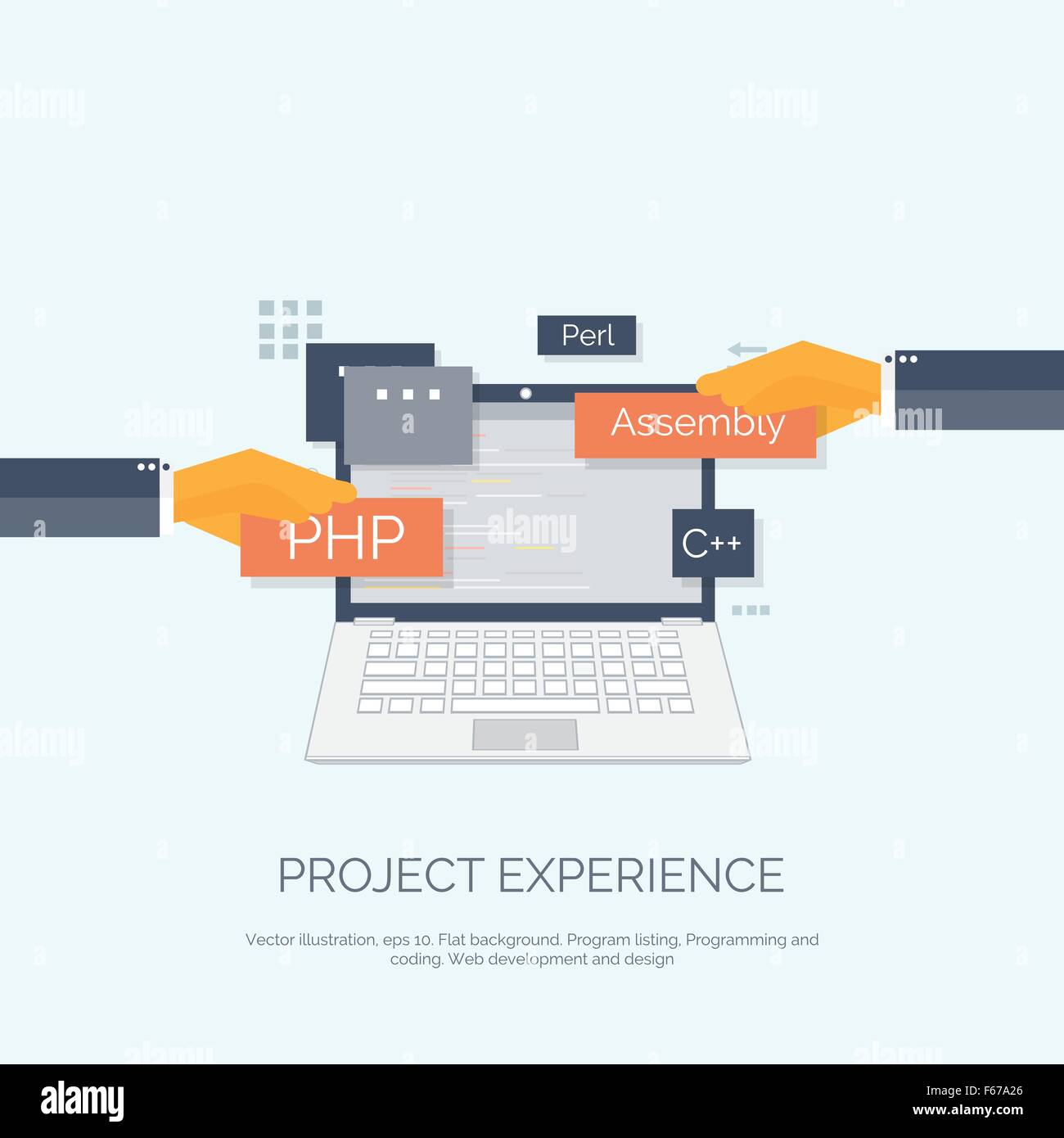 Vector illustration. Flat computing background. Programming,coding. Web development and search ...