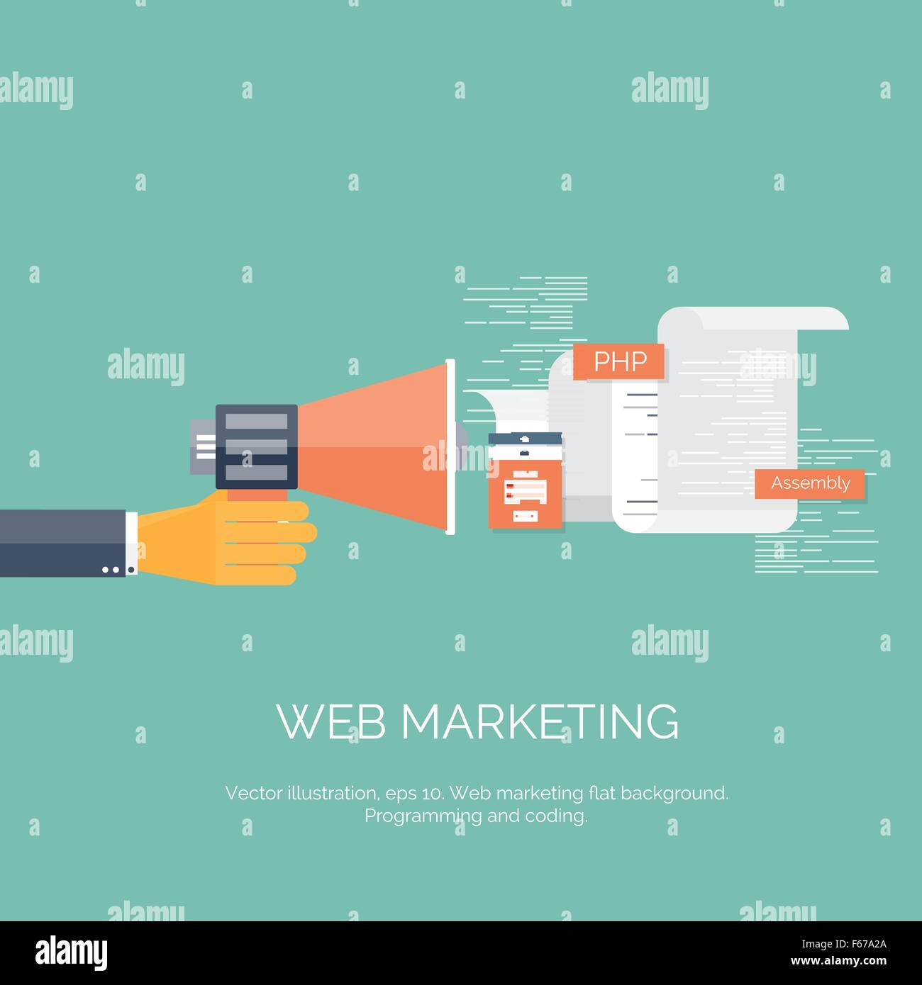 Vector illustration. Flat computing background. Programming,coding. Web ...