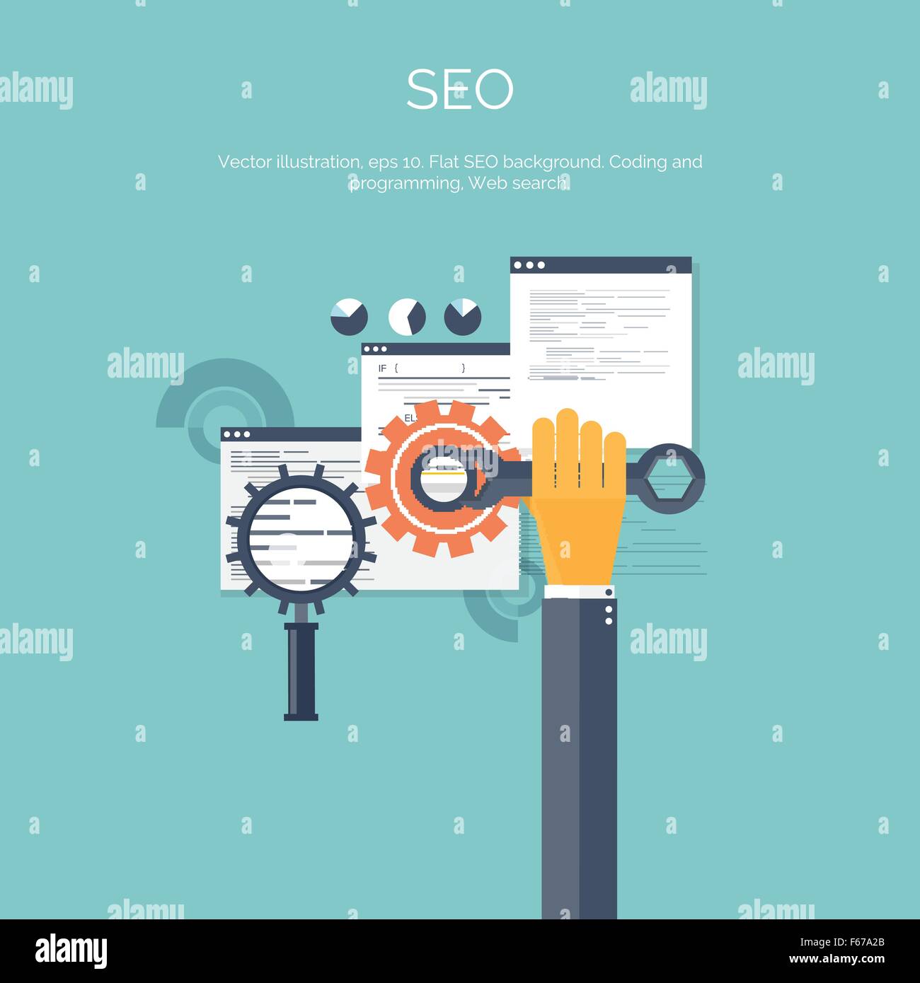 Vector illustration. Flat computing background. Programming,coding. Web ...