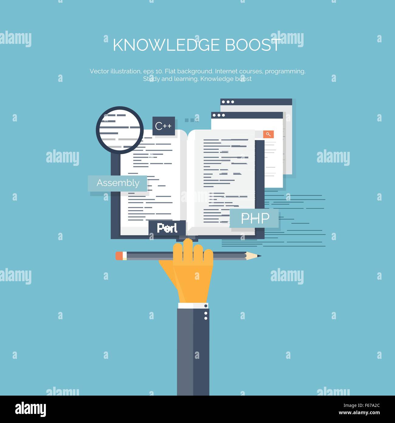 Vector illustration. Flat study backgrounds set. Education and online ...