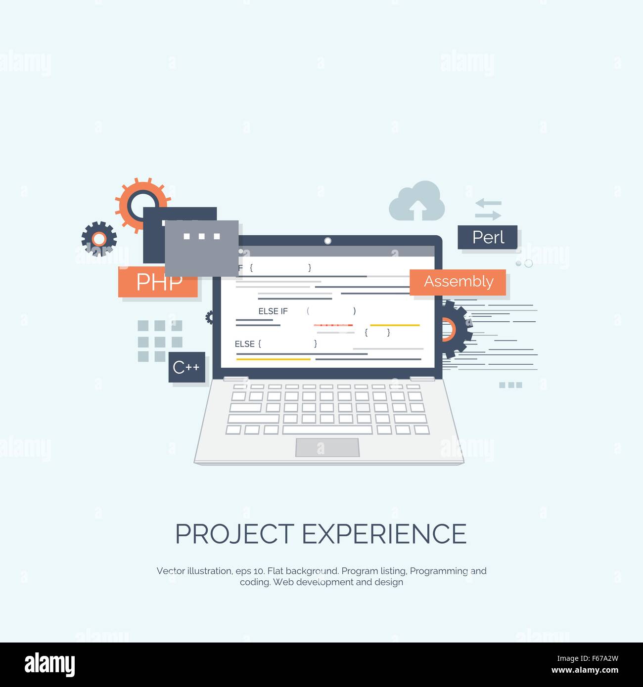 Vector illustration. Flat computing background. Programming,coding. Web development and search ...