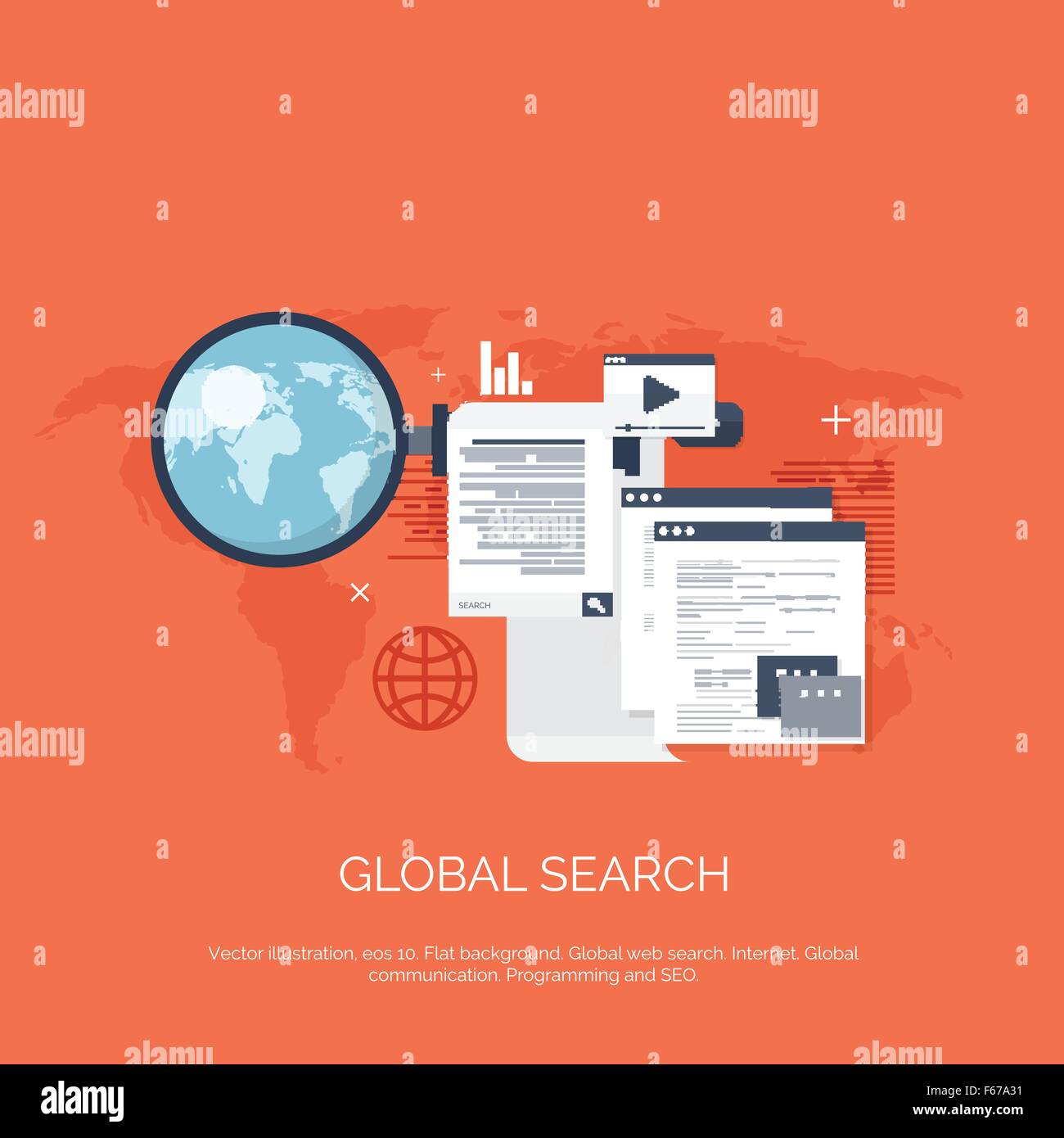 Vector Illustration Flat Computing Background Programming Coding Web Development And Search