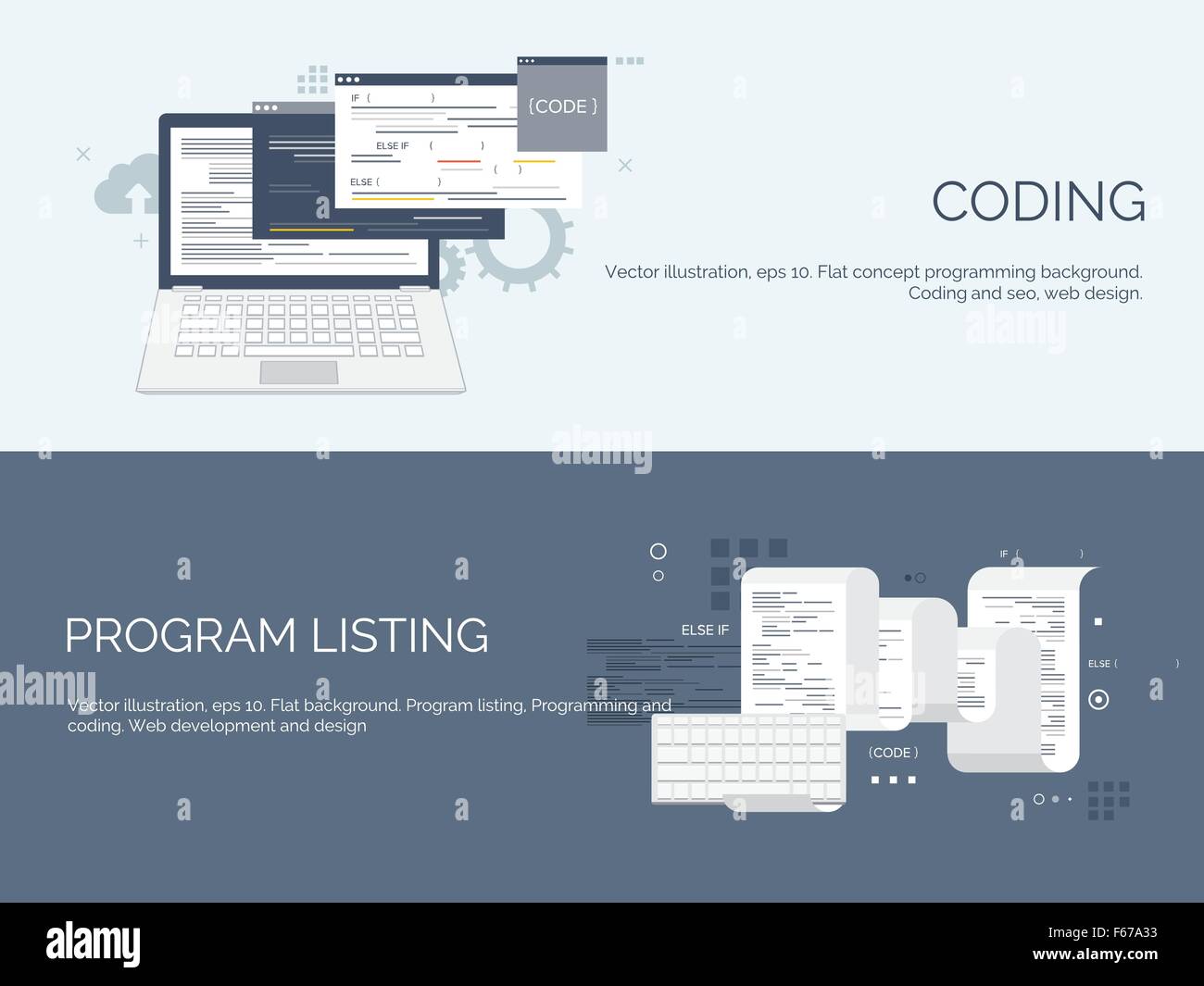 Vector illustration. Web search. Flat computing background. Programming ...