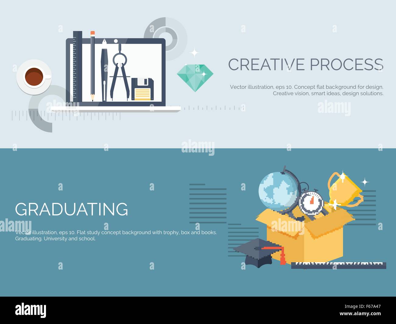 Vector illustration. Flat study backgrounds set. Education ,online ...