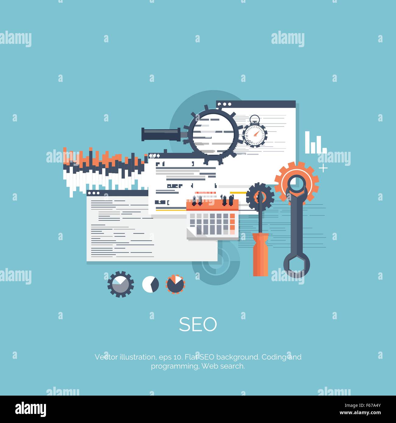 Vector illustration. Web search. Flat computing background. Programming ...