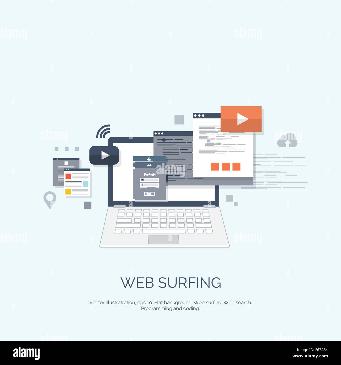 Vector illustration. Flat computing background. Programming,coding. Web ...