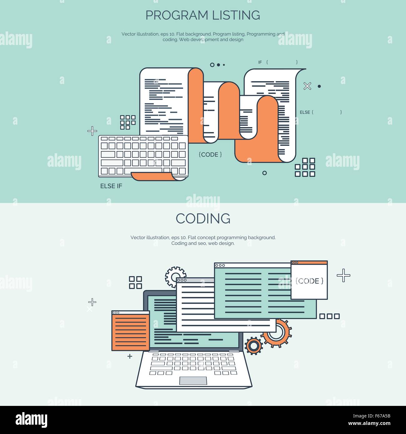 Vector Illustration Flat Computing Background Programmingcoding Web