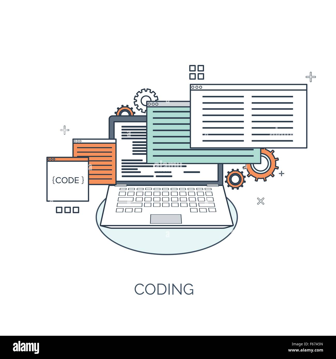 Vector Illustration Flat Computing Background Programming Coding Web Development And Search