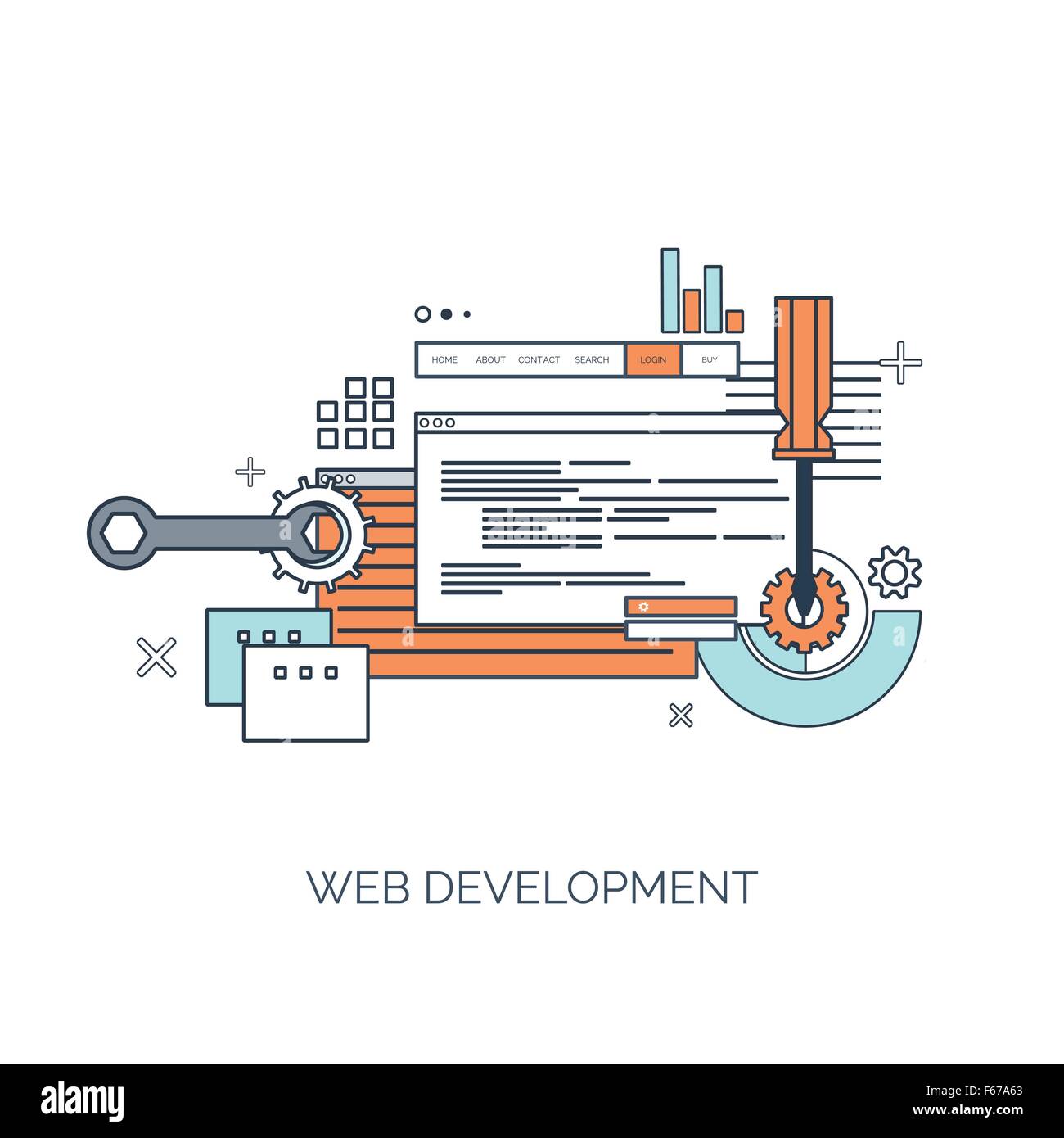 Vector illustration. Flat computing background. Programming,coding. Web development and search ...