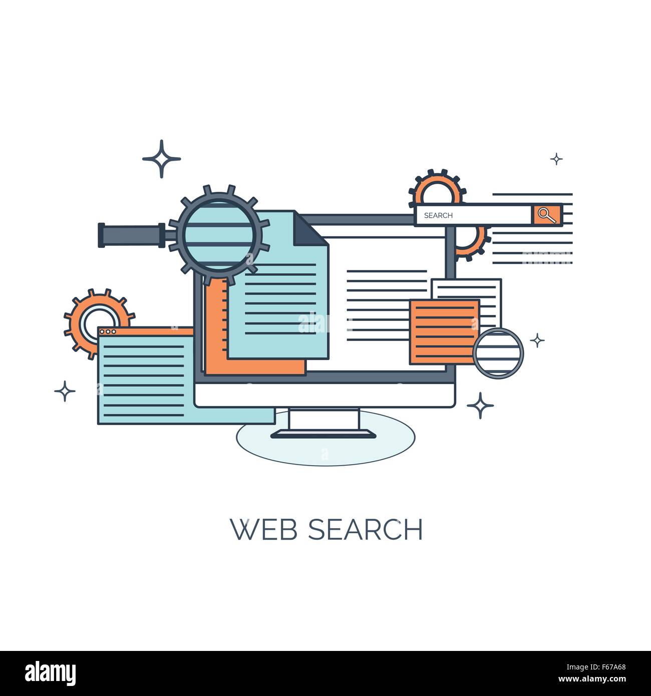 Vector illustration. Flat computing background. Programming,coding. Web development and search ...