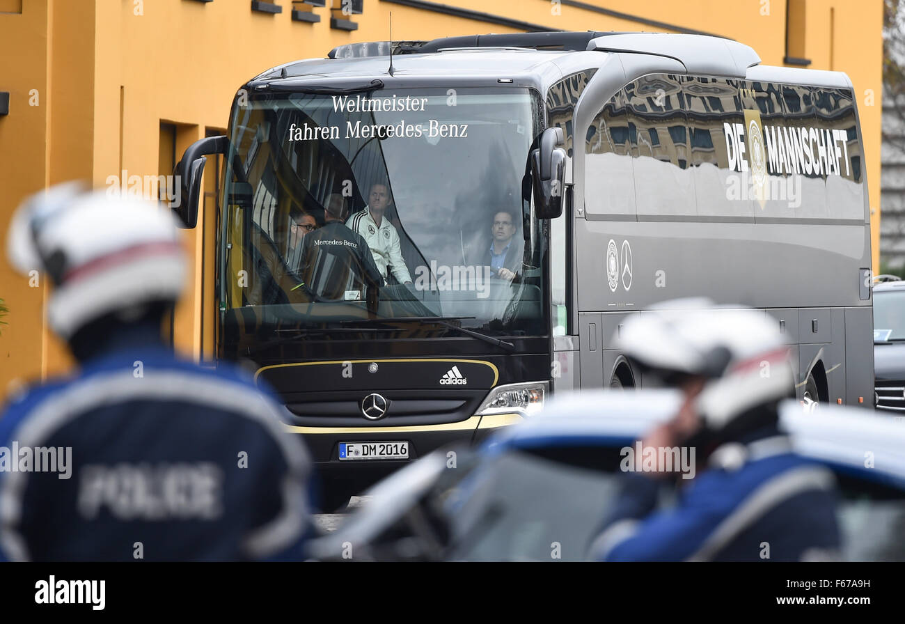 Paris, France. 13th Nov, 2015. The German National Football team bus ...