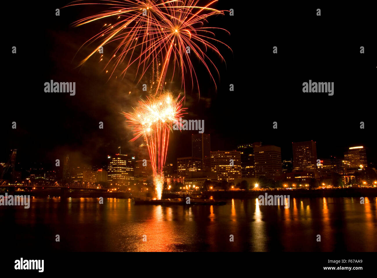 Fireworks during Cinco de Mayo Fiesta, Eastside Esplanade, Portland ...