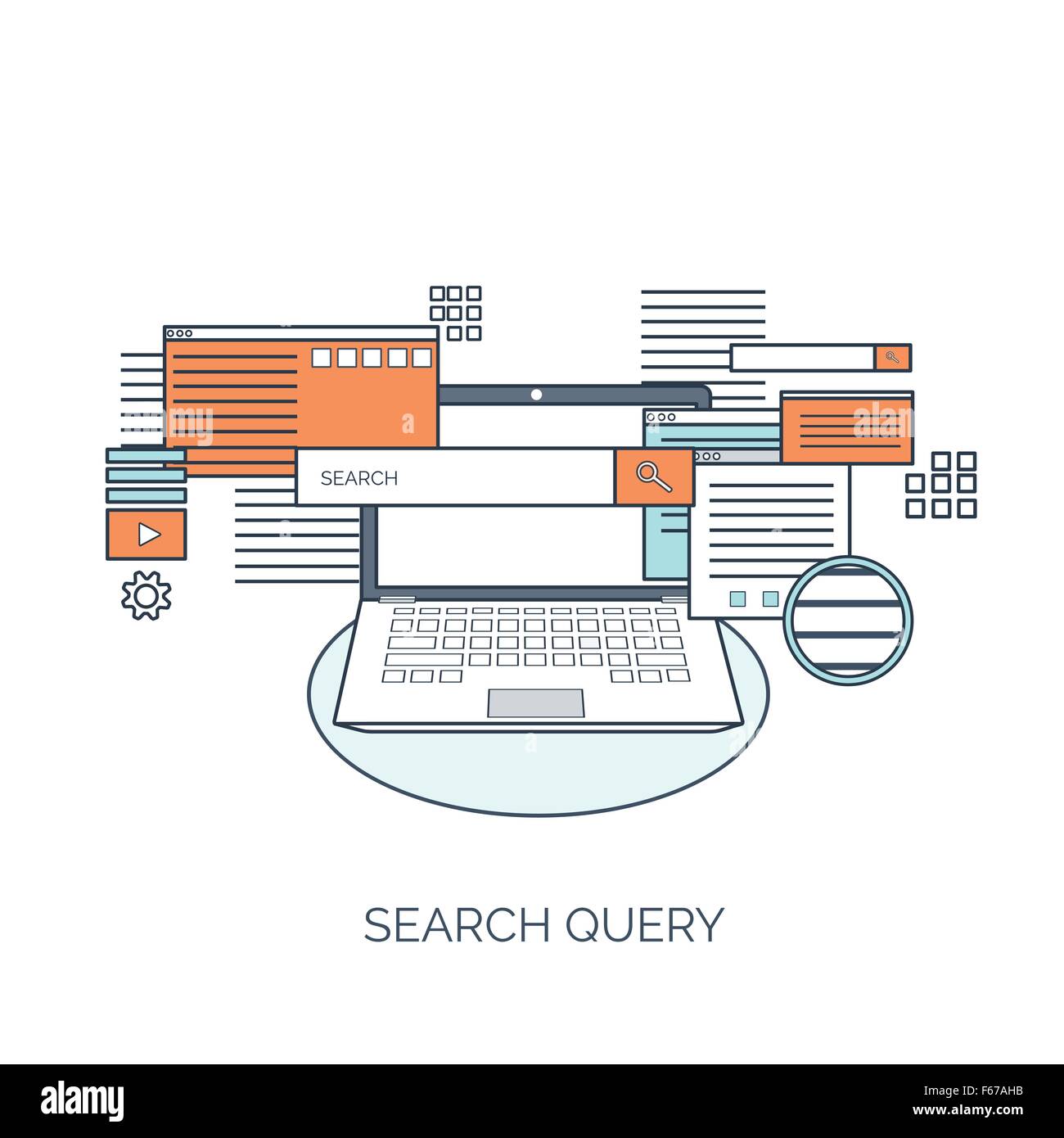 Vector illustration. Flat computing background. Programming,coding. Web development and search ...