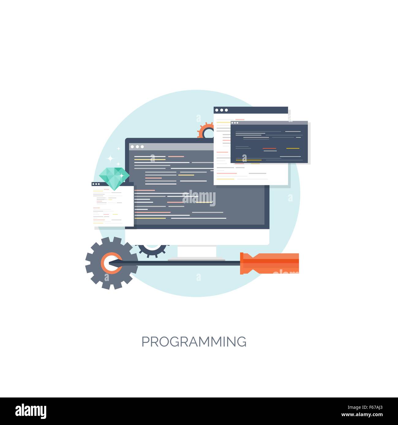 Vector Illustration Flat Computing Background Programmingcoding Web