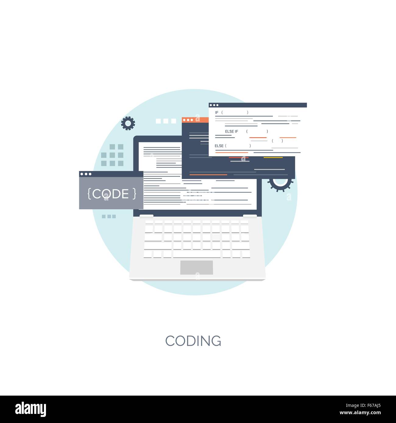 Vector illustration. Flat computing background. Programming,coding. Web development and search ...