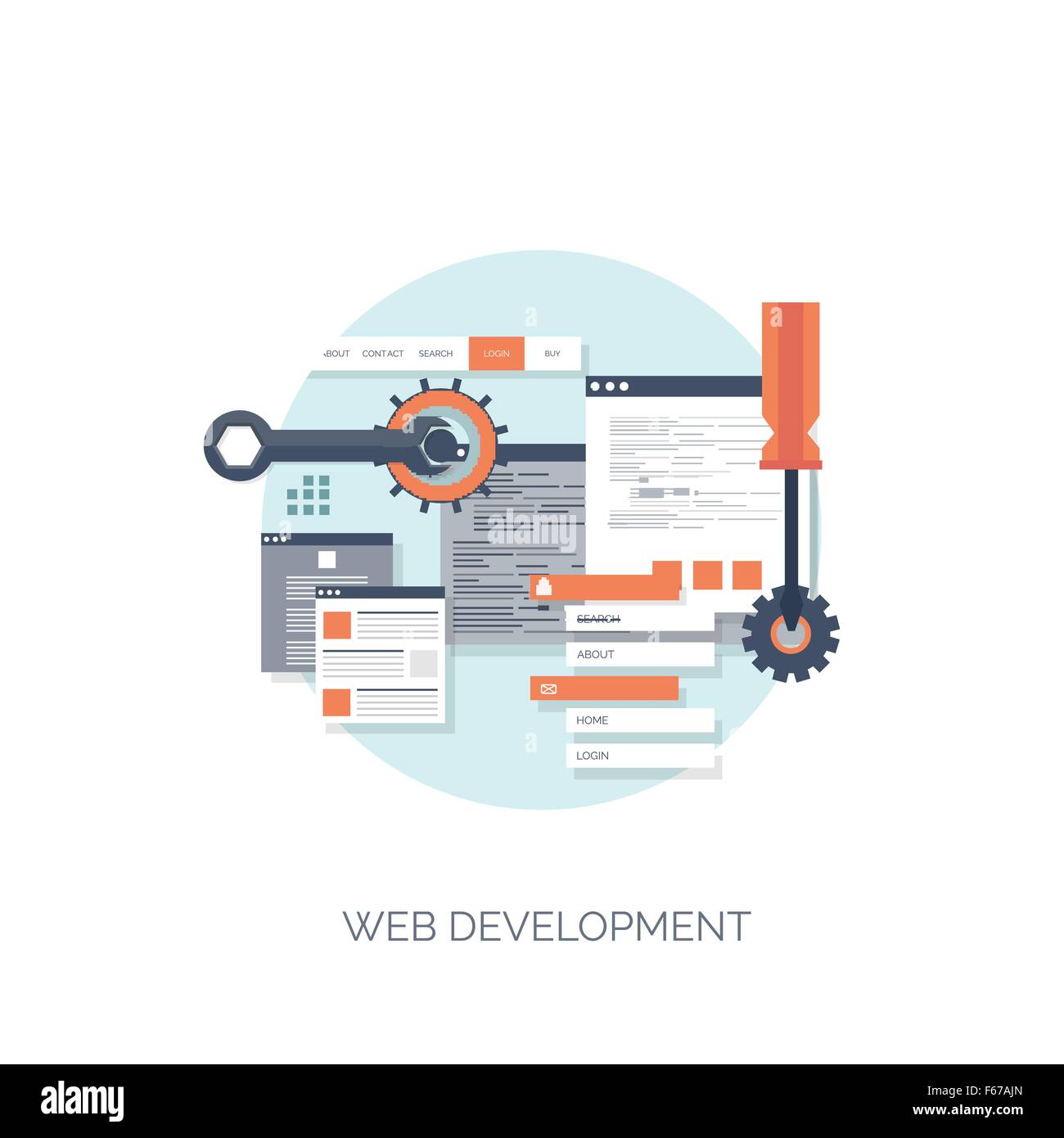 Vector illustration. Flat computing background. Programming,coding. Web development and search ...