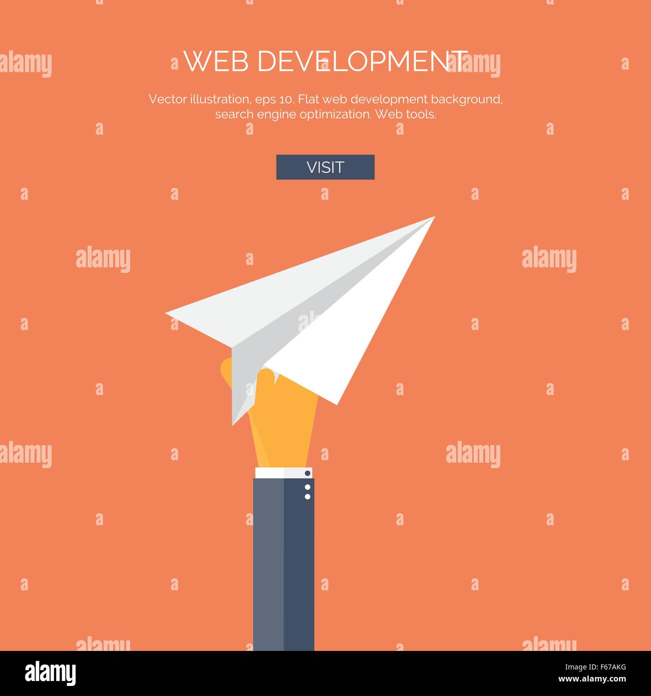 Vector illustration. Flat background with hand and Stock Vector Image ...