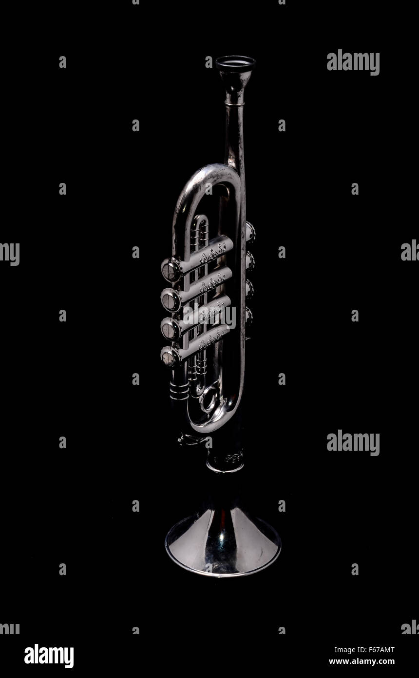 Silver Vintage Toy Trumpet Stock Photo - Alamy
