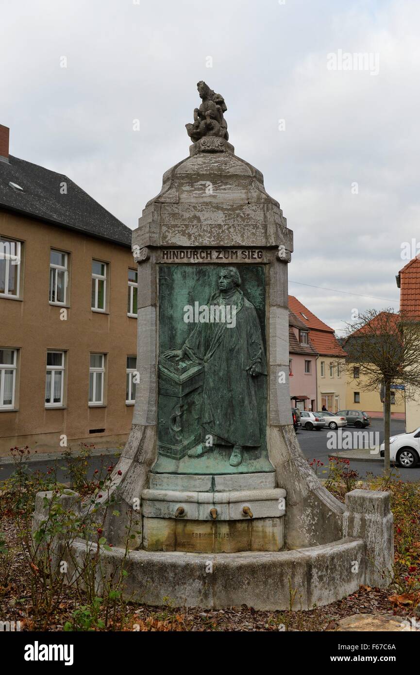 Martin Luther fountain (Lutherbrunnen), Germany, city of Mansfeld, 12 ...