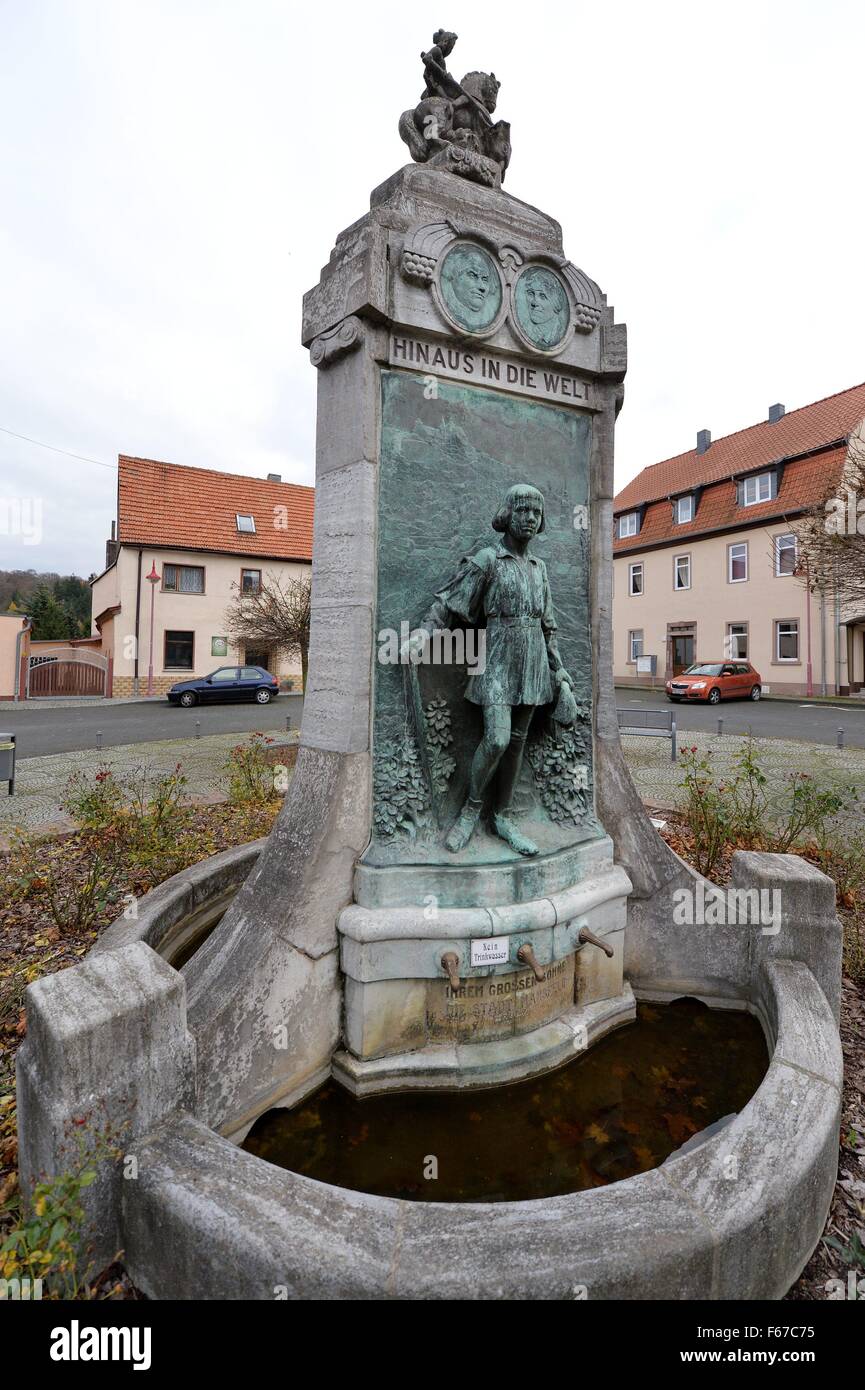 Martin Luther fountain (Lutherbrunnen), Germany, city of Mansfeld, 12 ...