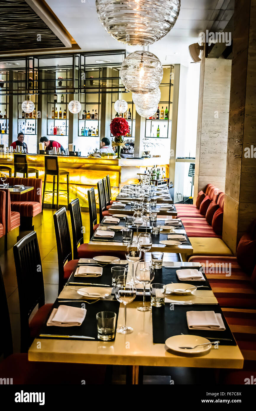 Beautiful Italian restaurant interior in Jakarta, Indonesia Stock Photo ...