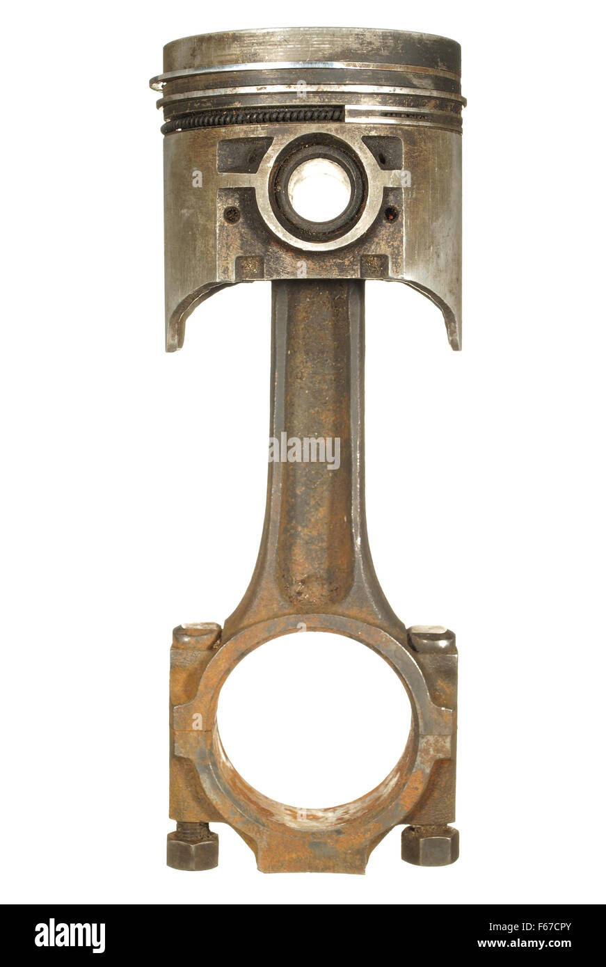 The old rusty piston with a rod isolated on a white background Stock ...