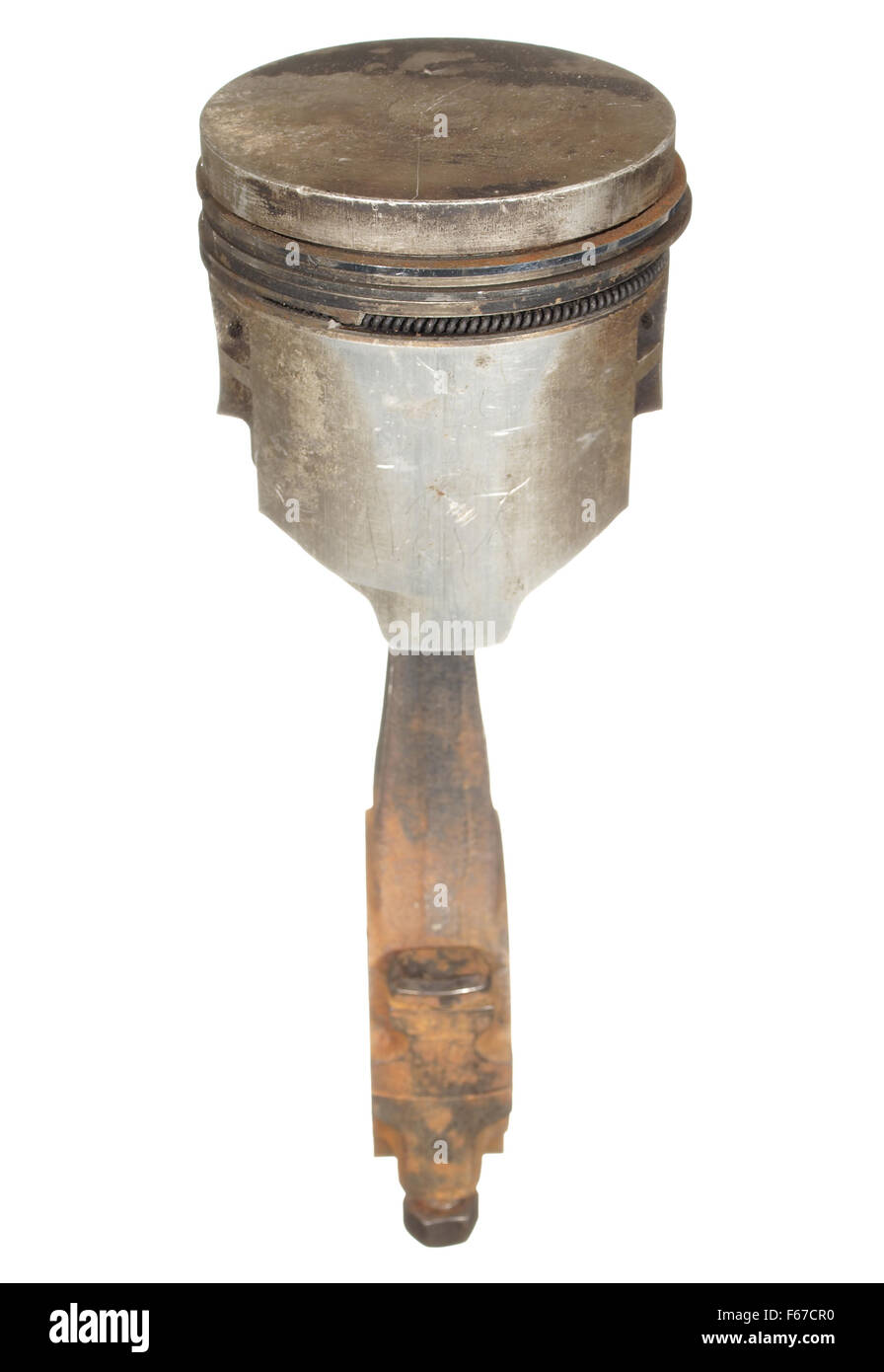 The old rusty piston with a rod isolated on a white background Stock ...