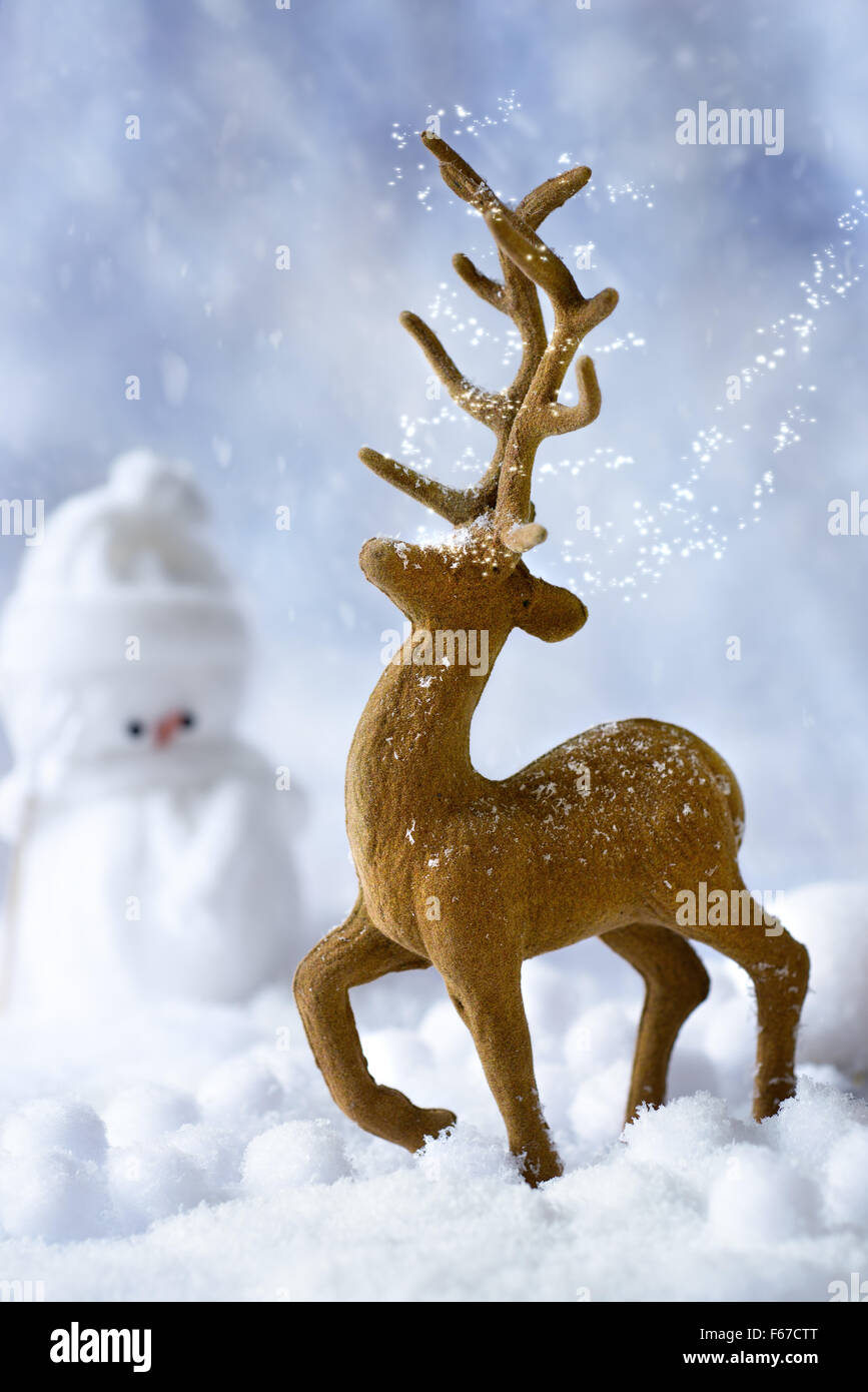 Christmas Reindeer In Snow