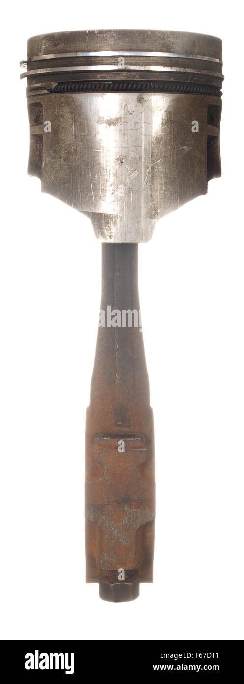 The old rusty piston with a rod isolated on a white background Stock ...