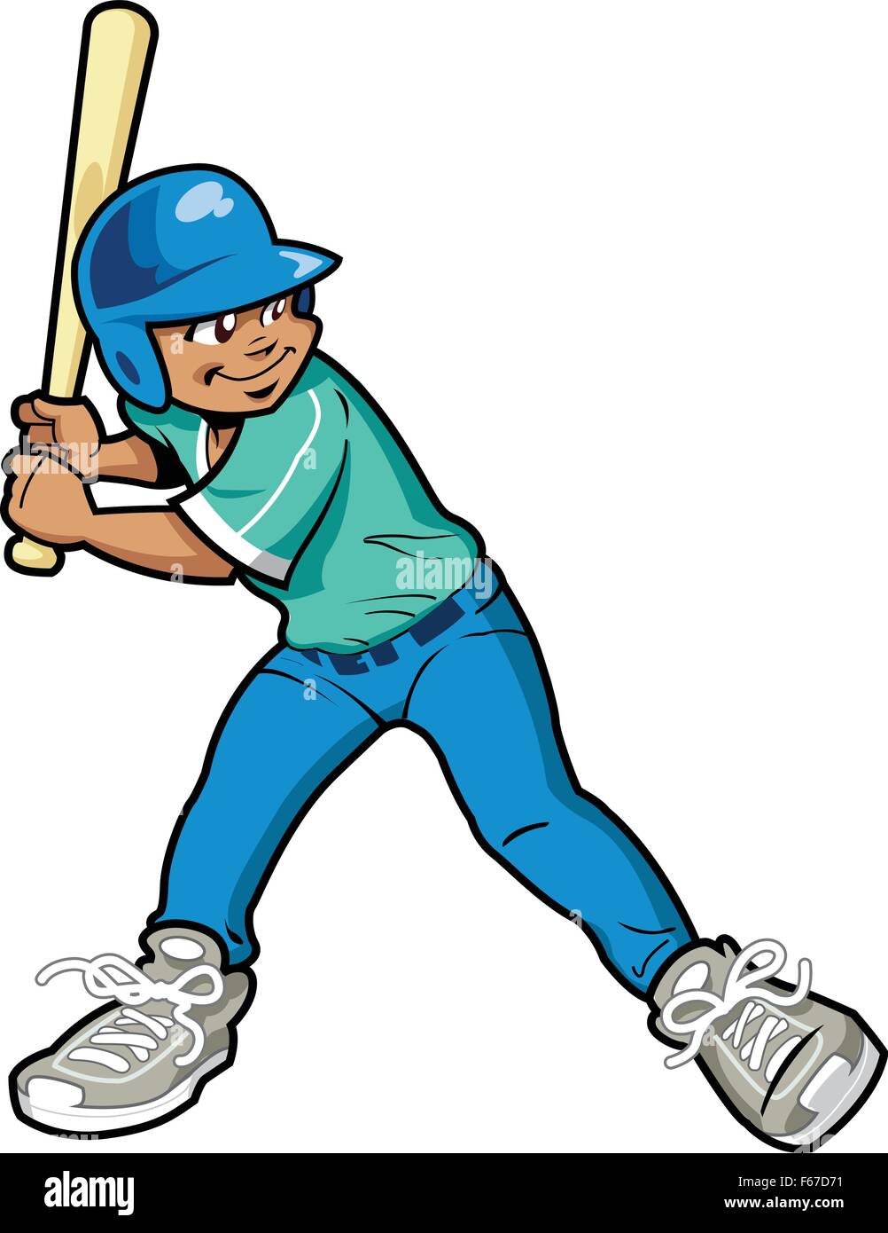 Cartoon Kid Baseball Batter