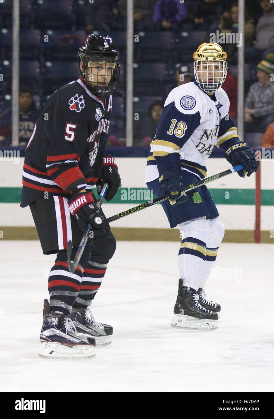 South Bend, Indiana, USA. 12th Nov, 2015. Northeastern defenseman Matt ...