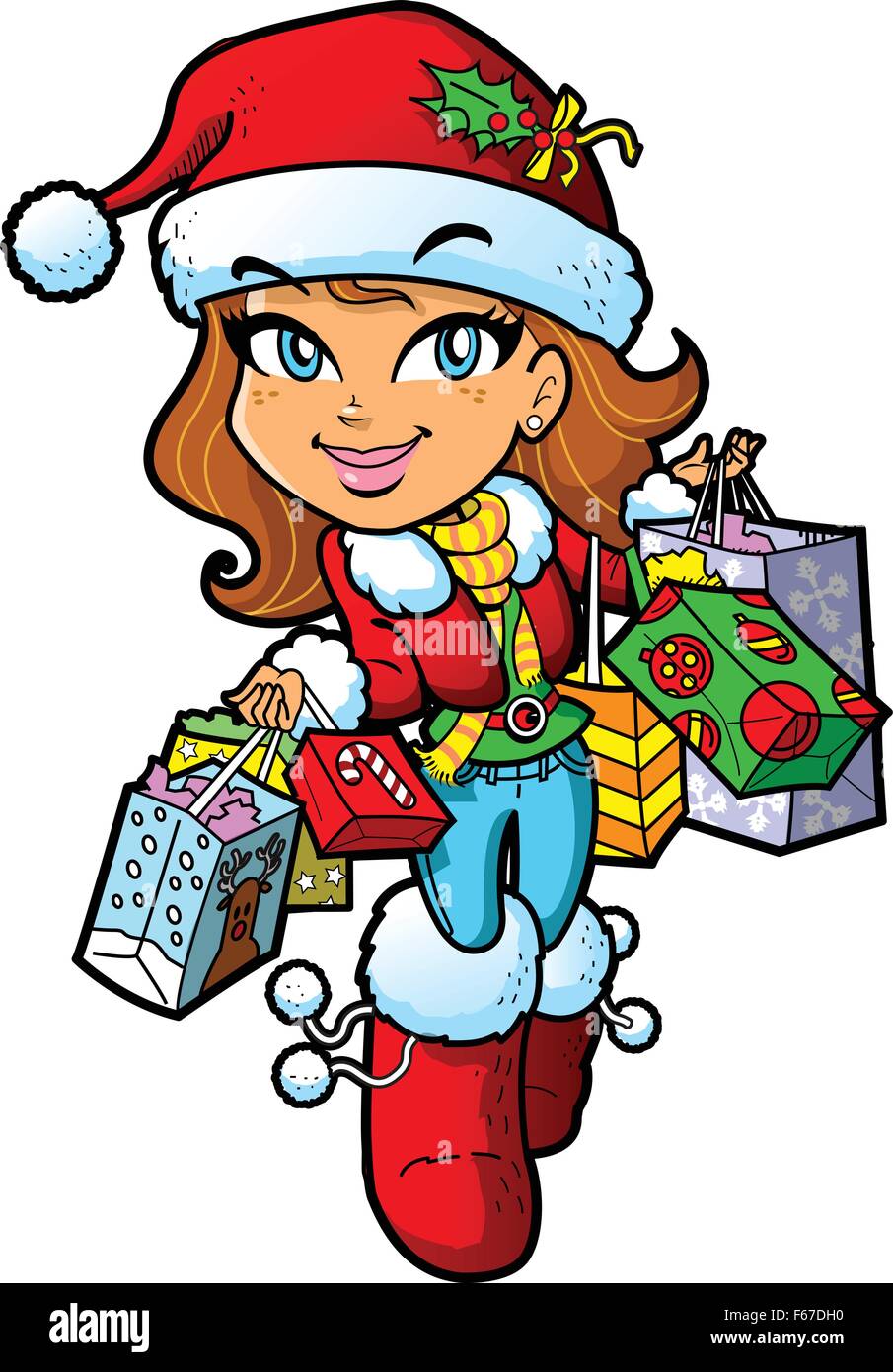 Young girl with presents Stock Vector Images - Alamy
