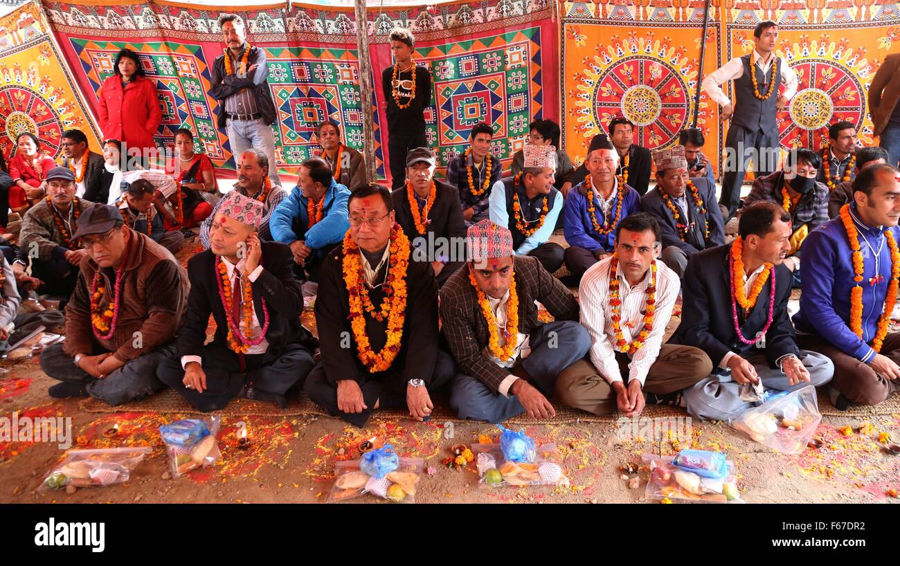 Kathmandu, Nepal. 13th Nov, 2015. Nepalese people attend a group Stock ...