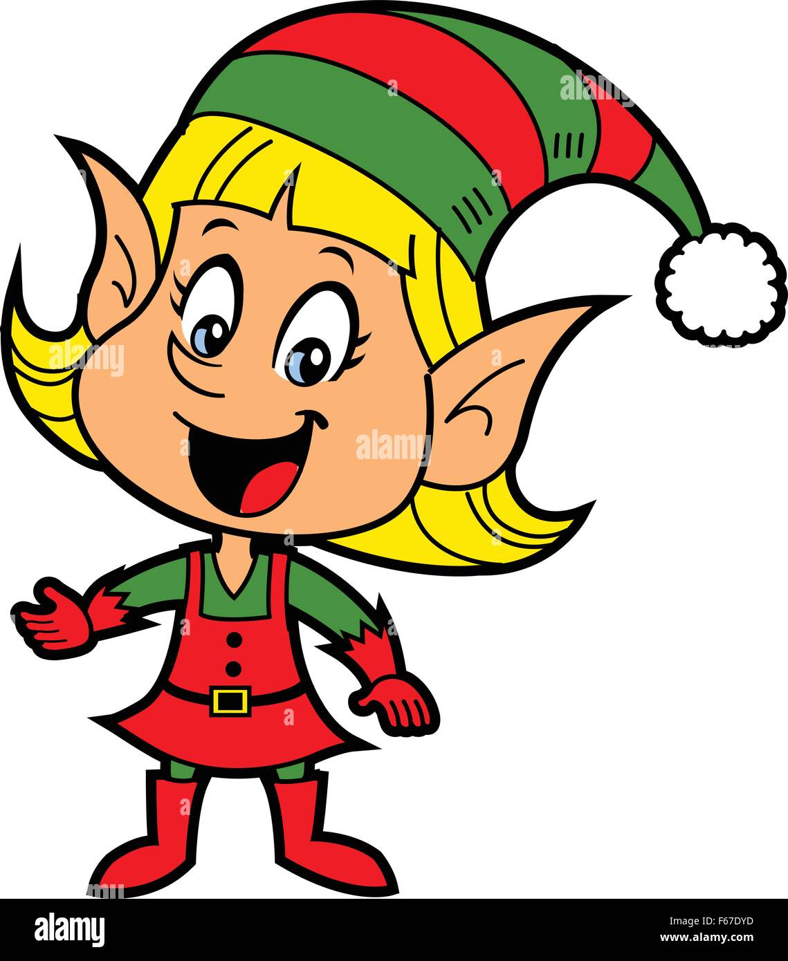 Happy Smiling Blonde Girl Christmas Santa's Elf Stock Vector Image ...