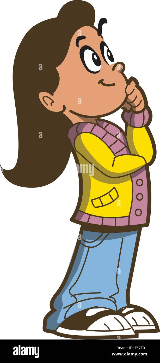 Young Girl Thinking About Something Or Trying To Remember Stock Vector ...