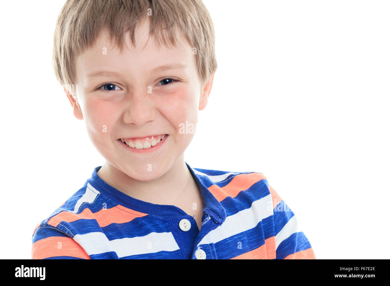 cheerful smiling little boy Isolated on white background Stock Photo ...