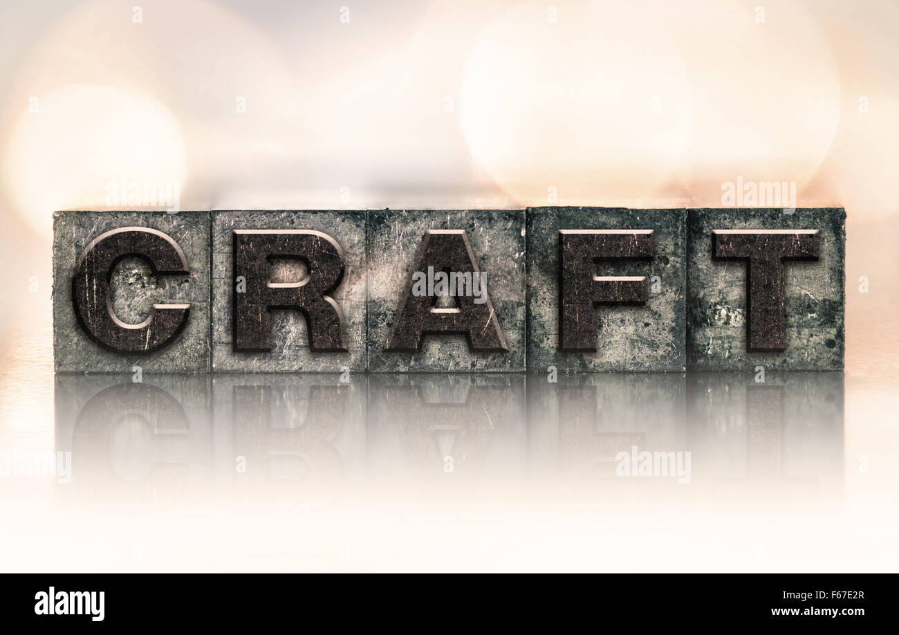 The word "CRAFT" written in vintage ink stained letterpress type Stock ...