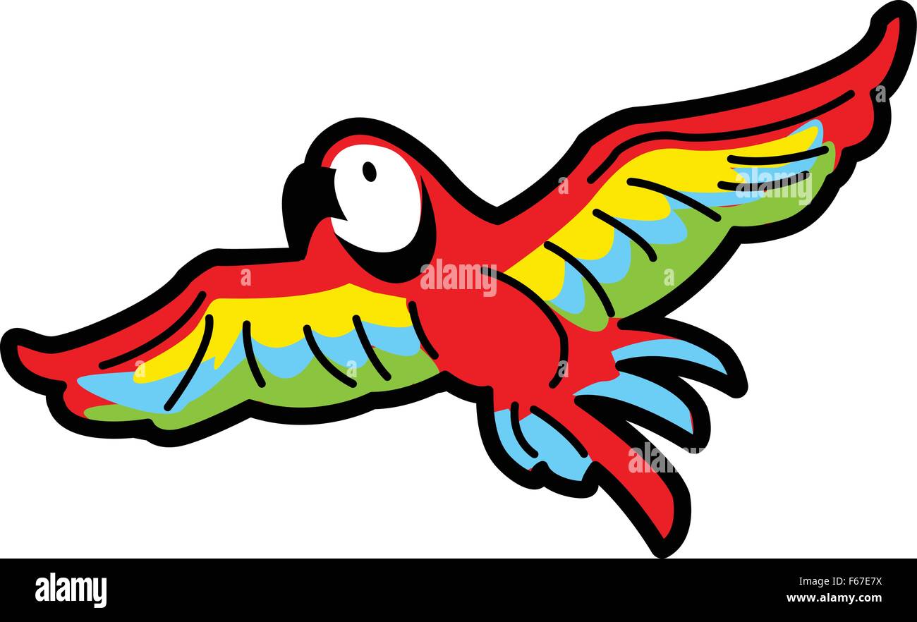 Colorful Tropical Macaw Parrot Flying Stock Vector Image & Art - Alamy