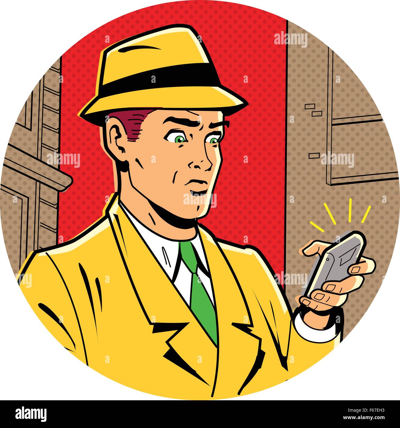 Ironic Satirical Illustration of a Retro Classic Comics Man With a ...