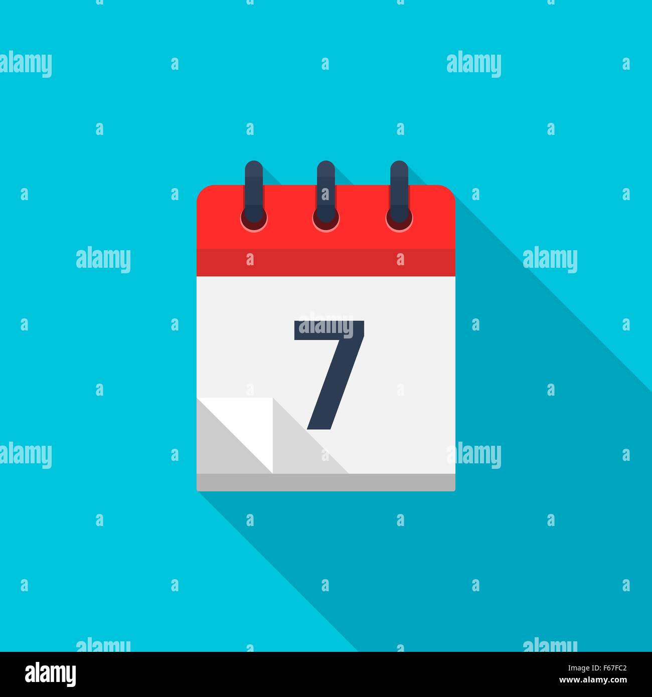 Flat calendar icon. Date and time background. Number 7 Stock Vector ...