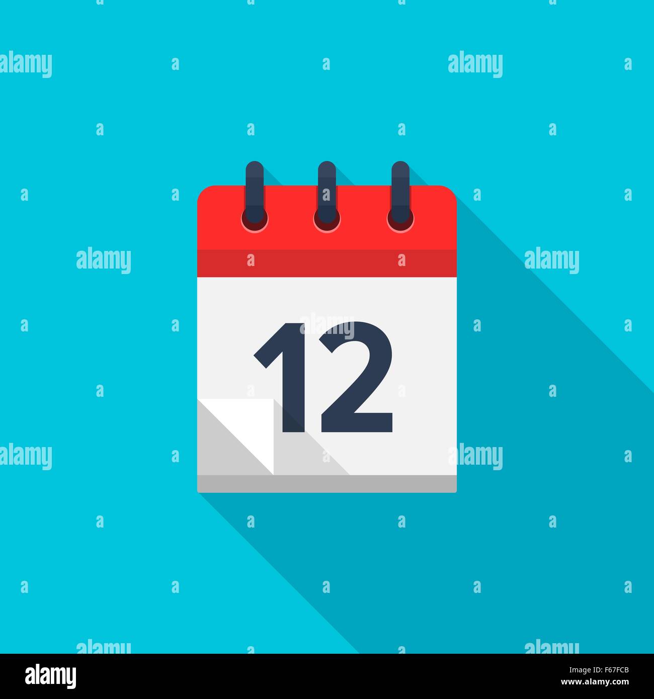 Flat calendar icon. Date and time background. Number 12 Stock Vector ...