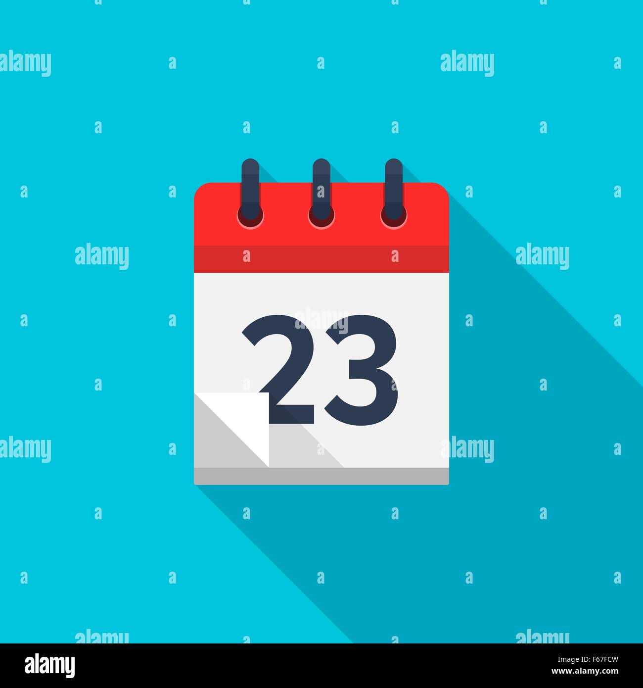 Flat calendar icon. Date and time background. Number 23 Stock Vector ...