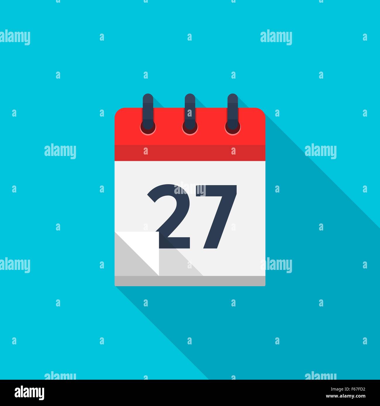 Flat calendar icon. Date and time background. Number 27 Stock Vector ...