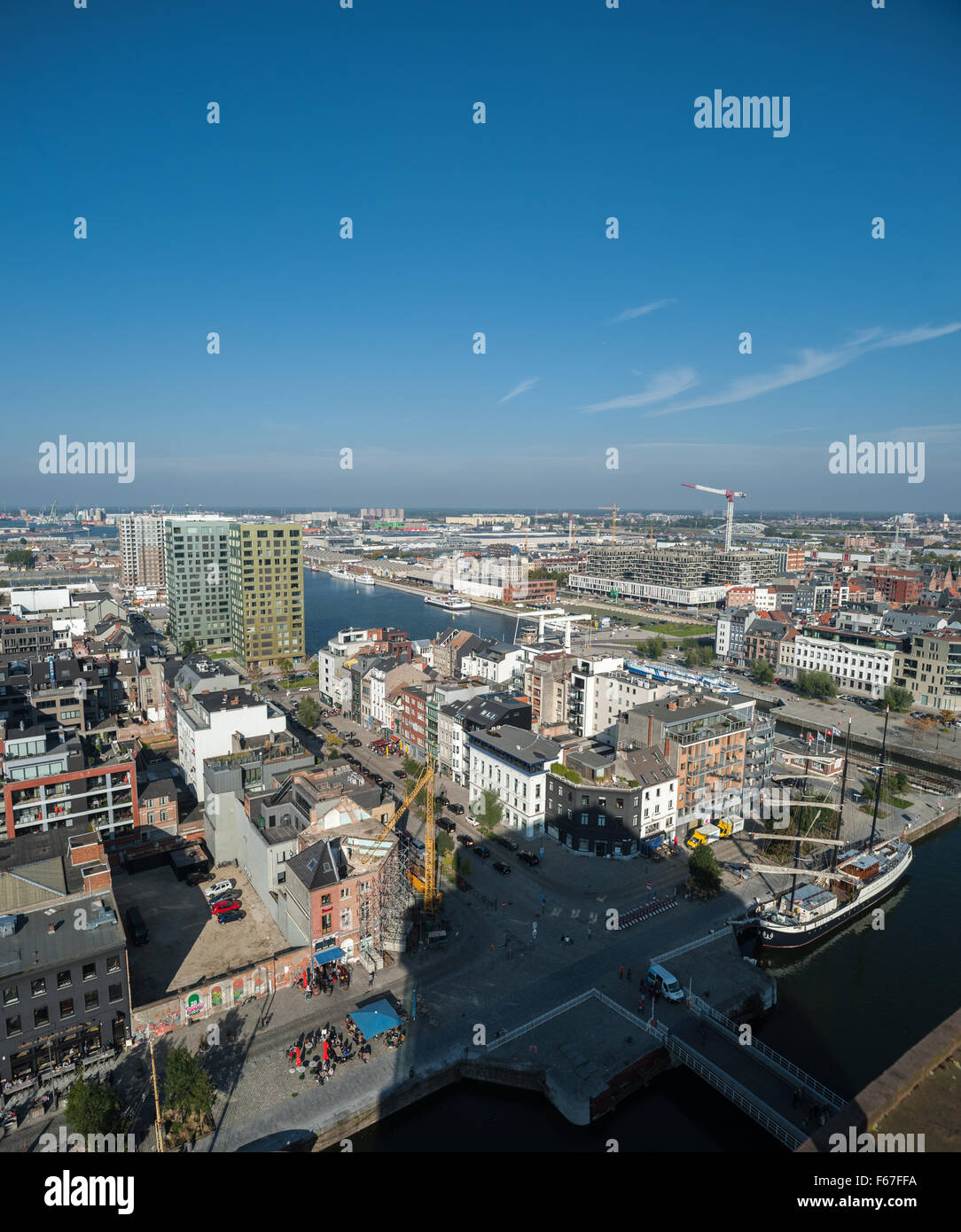 Belgium, Antwerp, bird's eye view ot the Eilandje Stock Photo - Alamy
