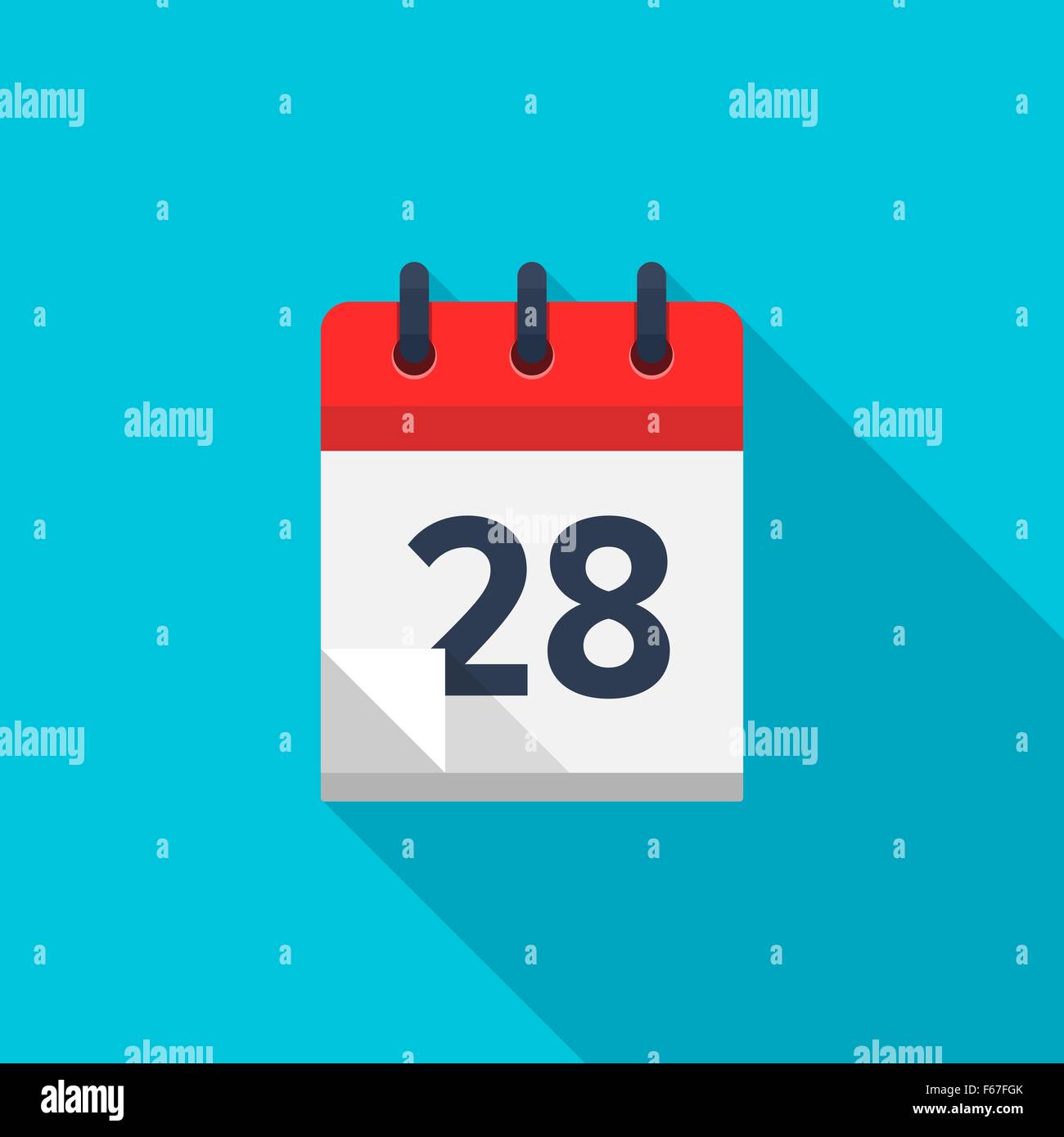 Flat calendar icon. Date and time background. Number 28 Stock Vector ...