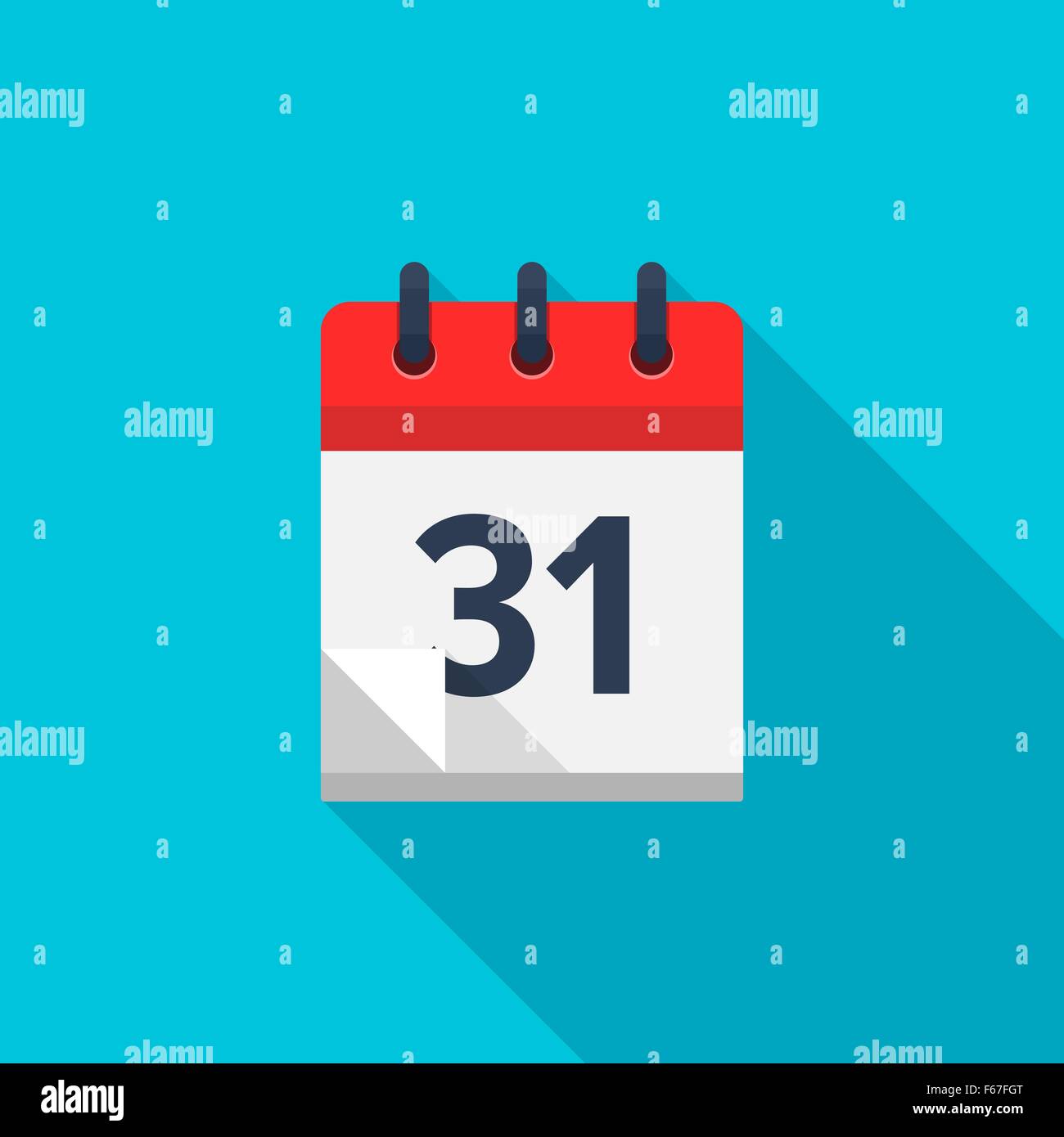 Flat calendar icon. Date and time background. Number 31 Stock Vector Image & Art - Alamy