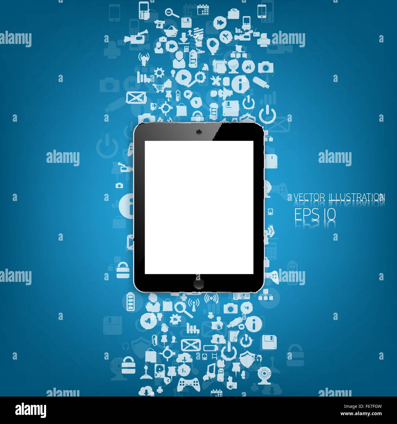 Realistic detalized flat tablet with application icons Stock Vector ...