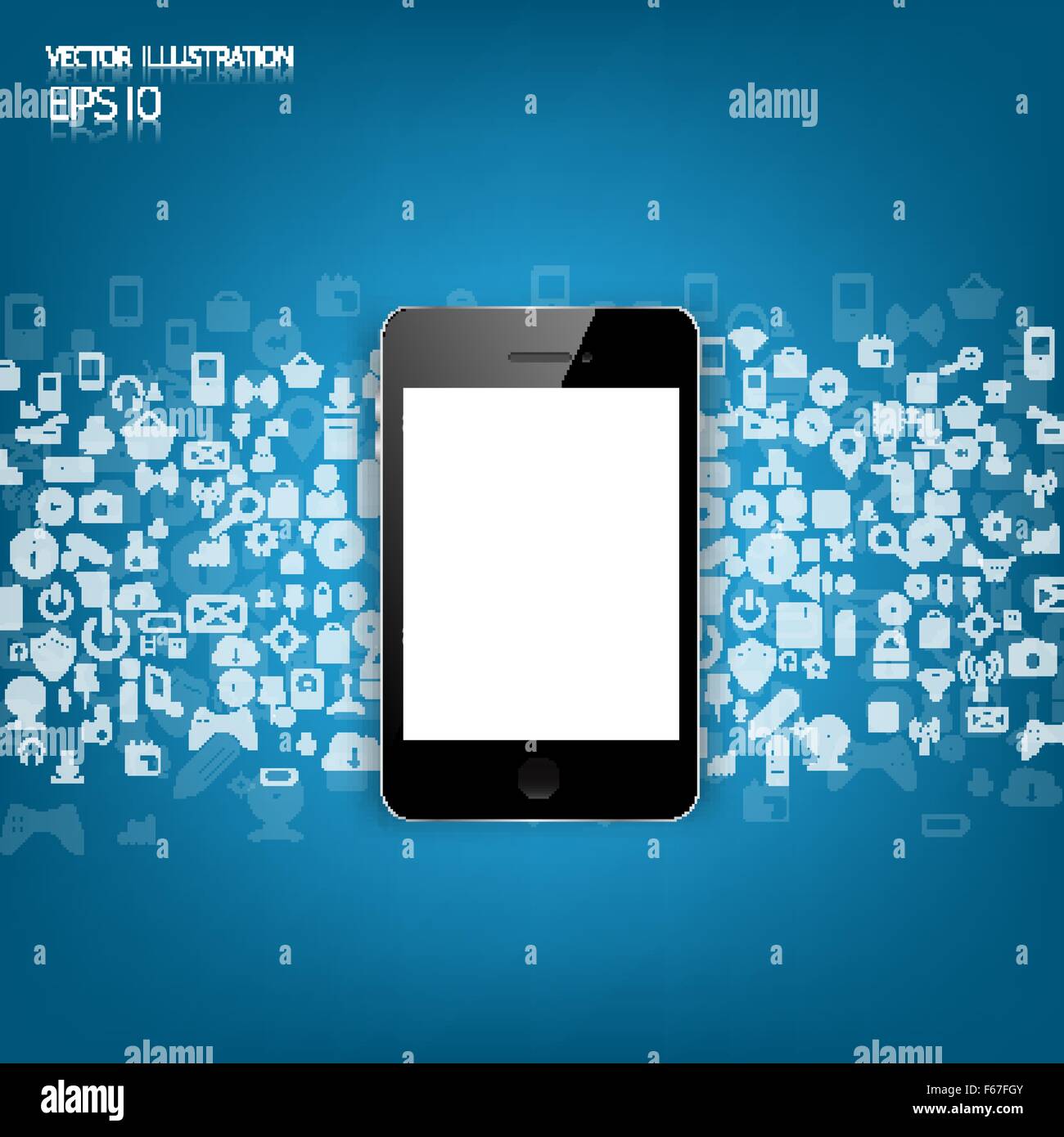 Realistic detalized flat smartphone with application icons Stock Vector ...
